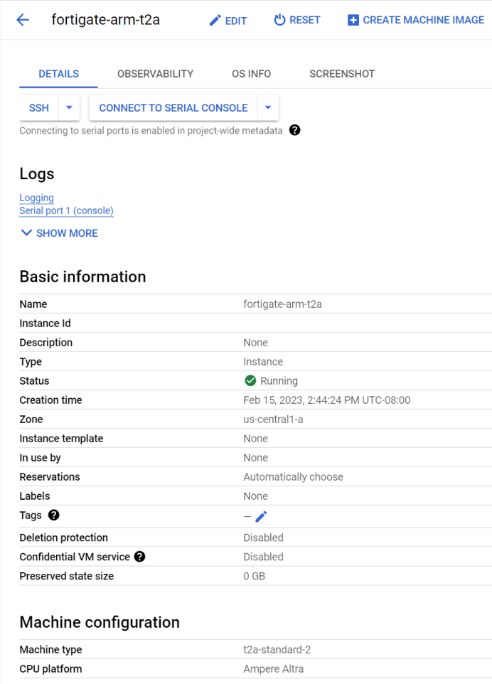 Deploying a FortiGate-VM on a T2A instance | FortiGate Public Cloud 7.6.0 | Fortinet Document ...
